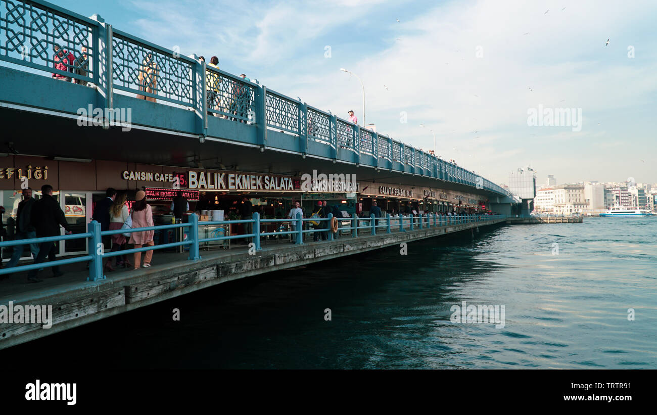 Galata Bridge, Karakoy district and Golden Horn in istanbul - Turkey ...