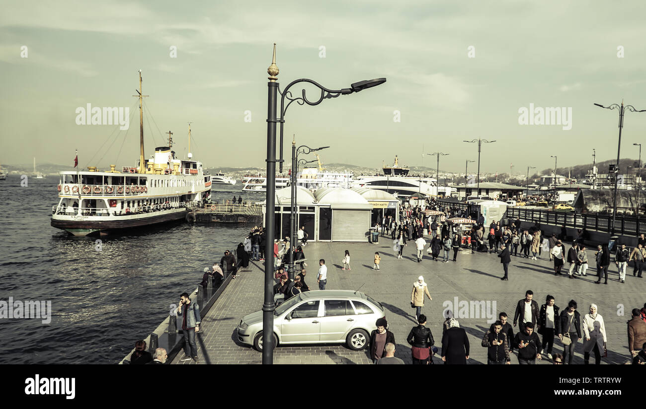 A view of Sirkeci, Eminonu ferry port Stock Photo - Alamy