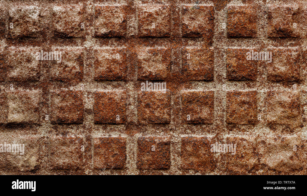 Backgrounds and textures: very old rusty cast-iron relief flat floor ...