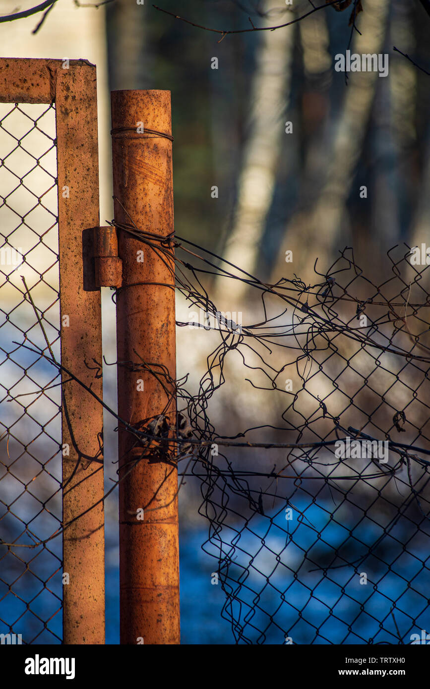 metal chain and wire rope holding bridge in place. steel construction ...