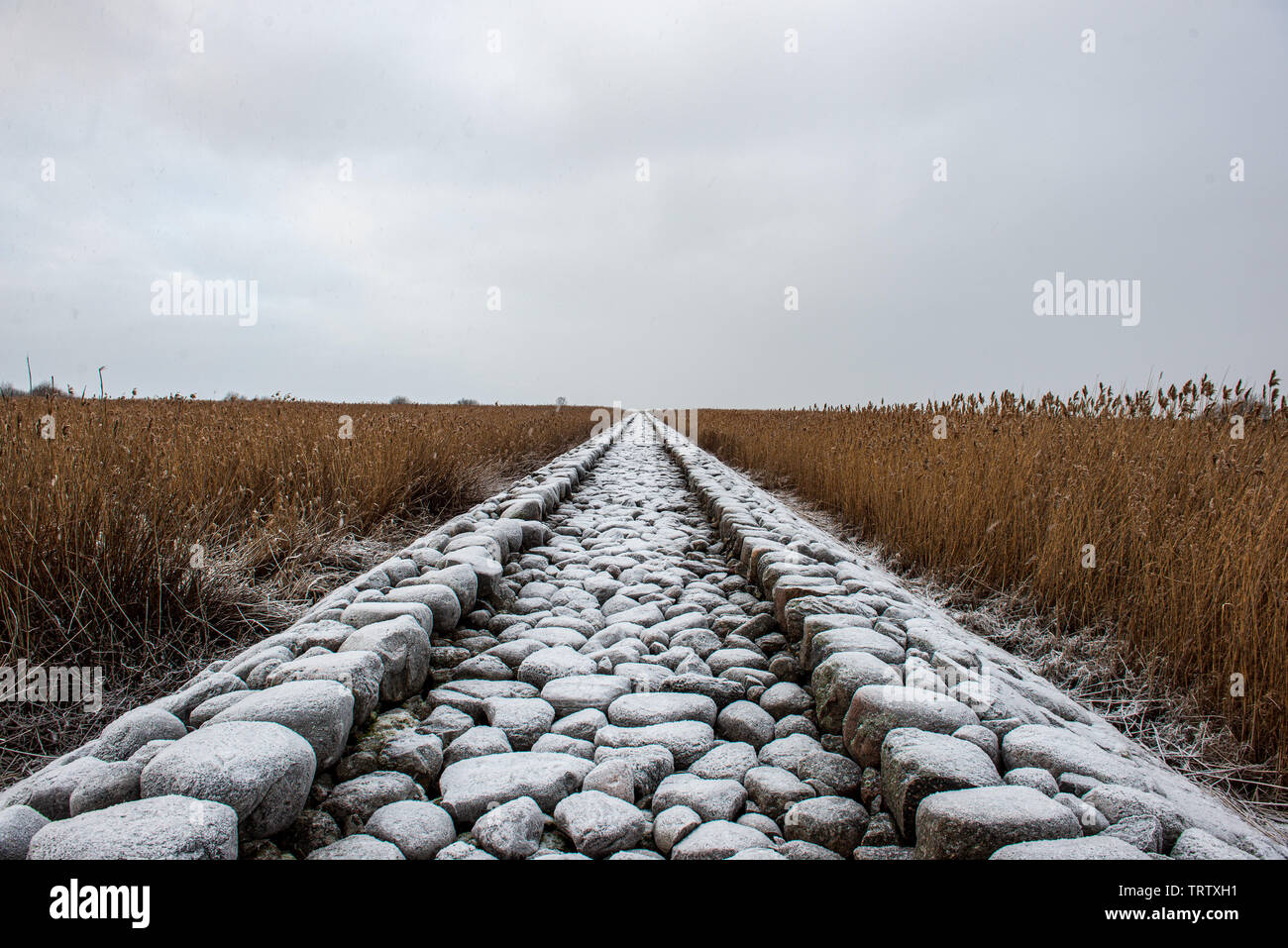 concrete brick bridge over the river with high clear water stream Stock ...