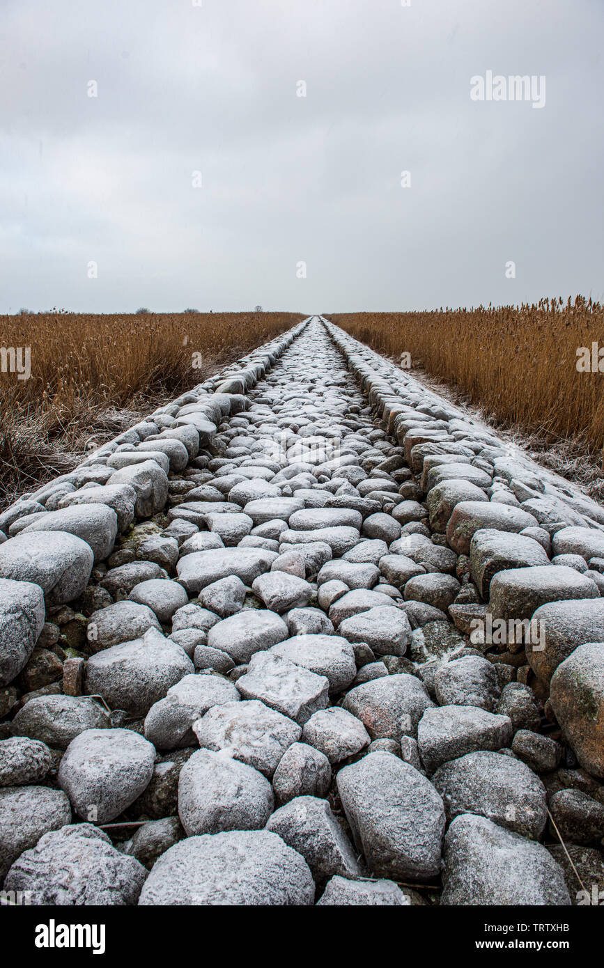 concrete brick bridge over the river with high clear water stream Stock ...