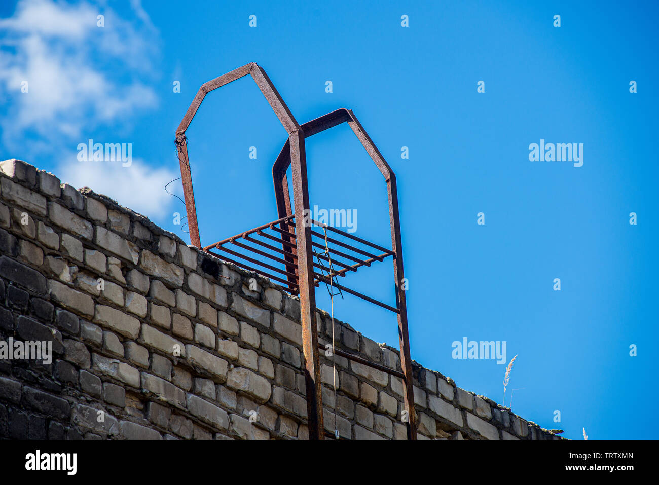 metal chain and wire rope holding bridge in place. steel construction ...