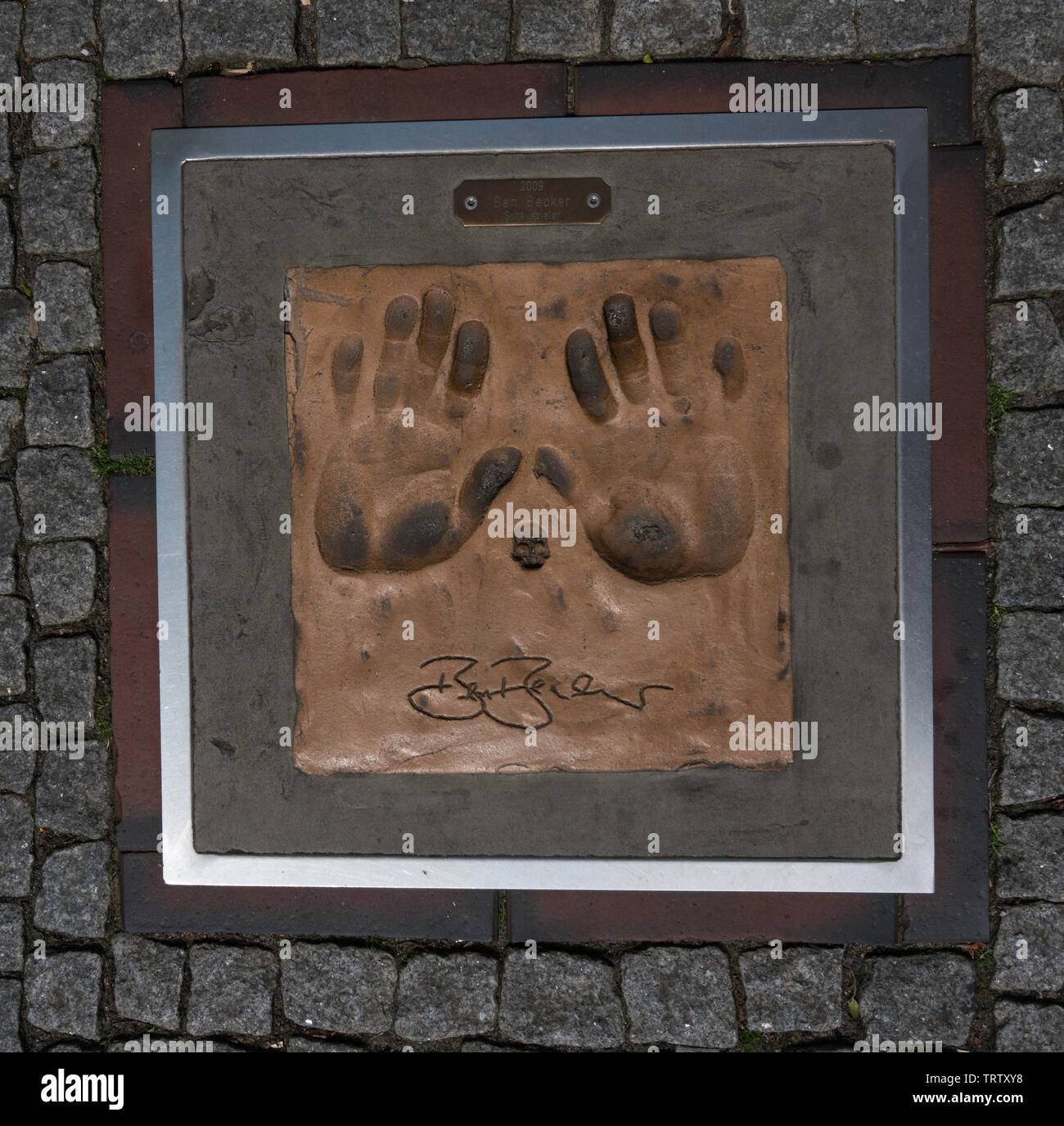 Hand imprints in street of well known people, Wittmund,East Frisia ...