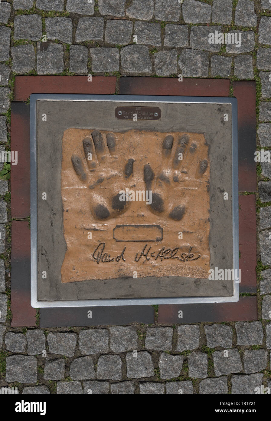 Hand imprints in street of well known people, Wittmund,East Frisia ...
