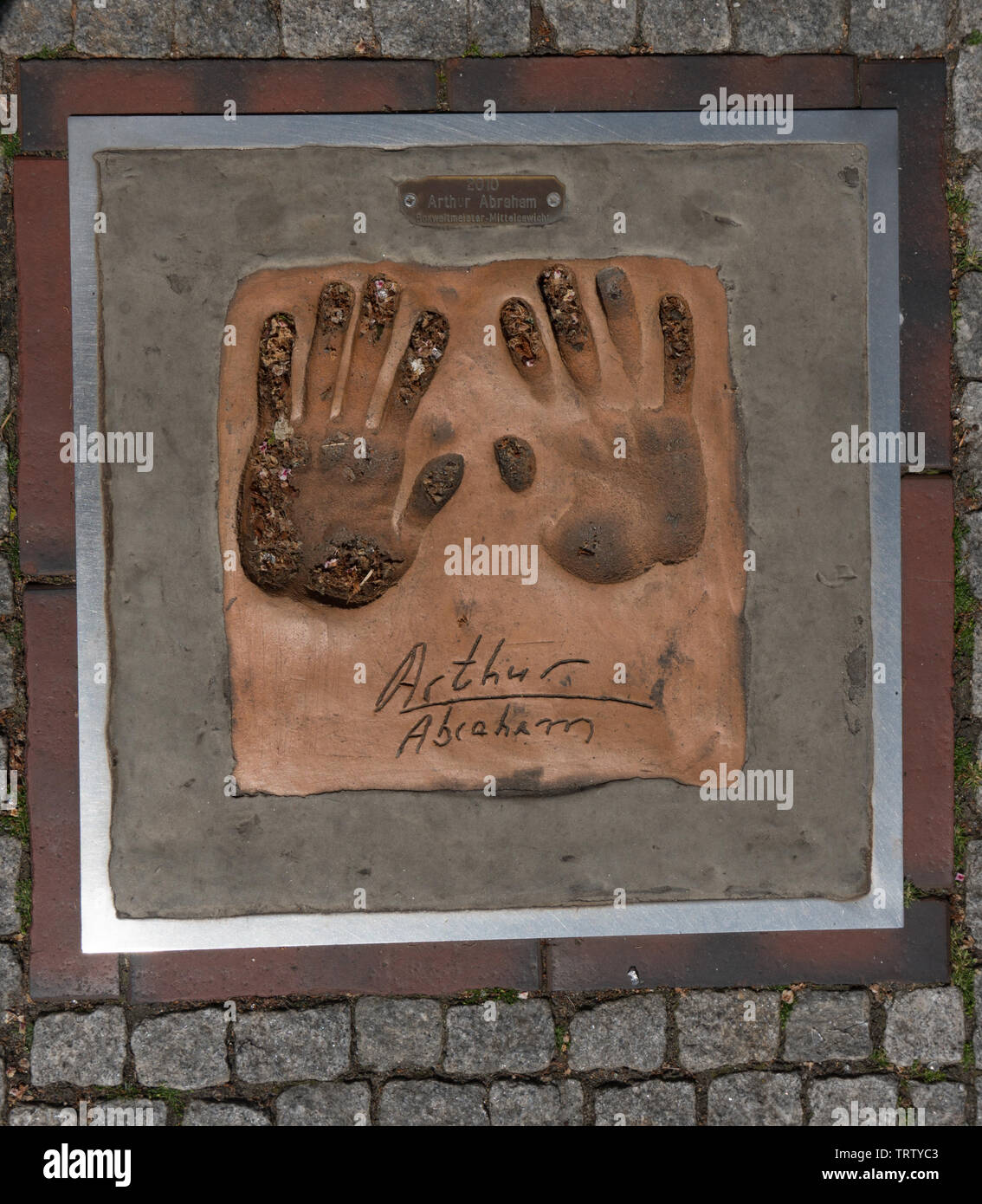 Hand imprints in street of well known people, Hands of Fame. Wittmund ...