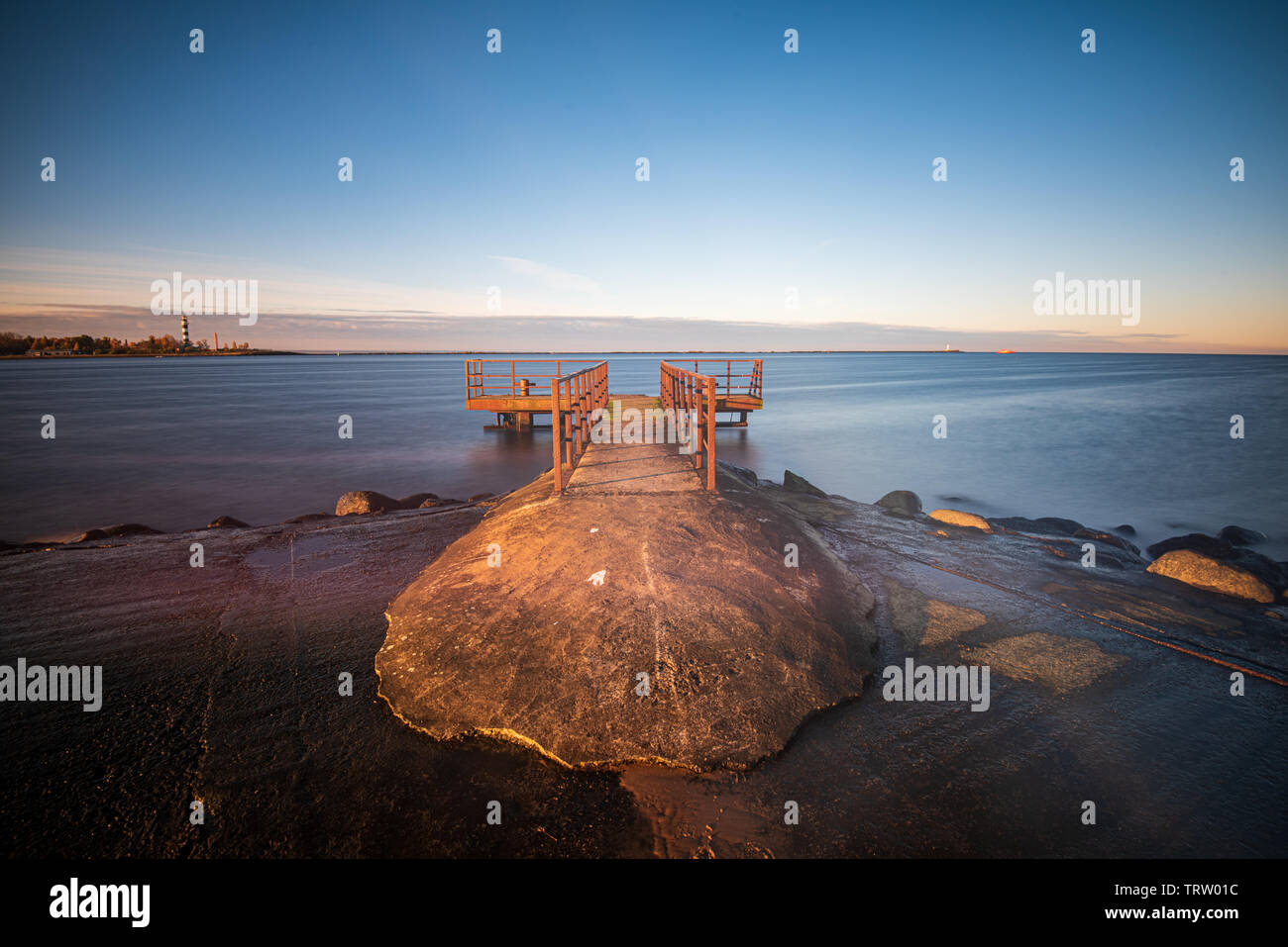 concrete brick bridge over the river with high clear water stream Stock ...