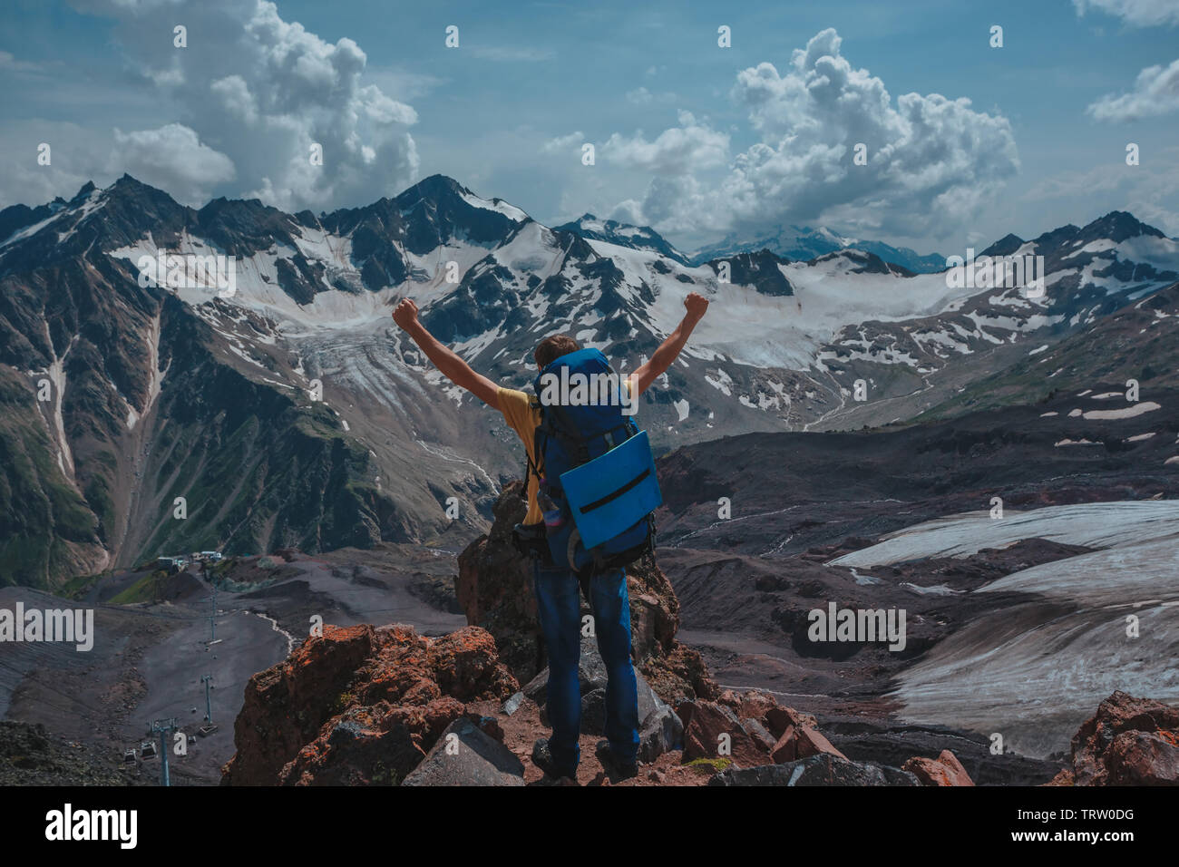 Elbrus, mountains in summer. Greater Caucasus Mountains from Mount ...