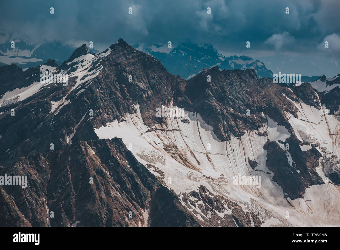 Elbrus, mountains in summer. Greater Caucasus Mountains from Mount ...