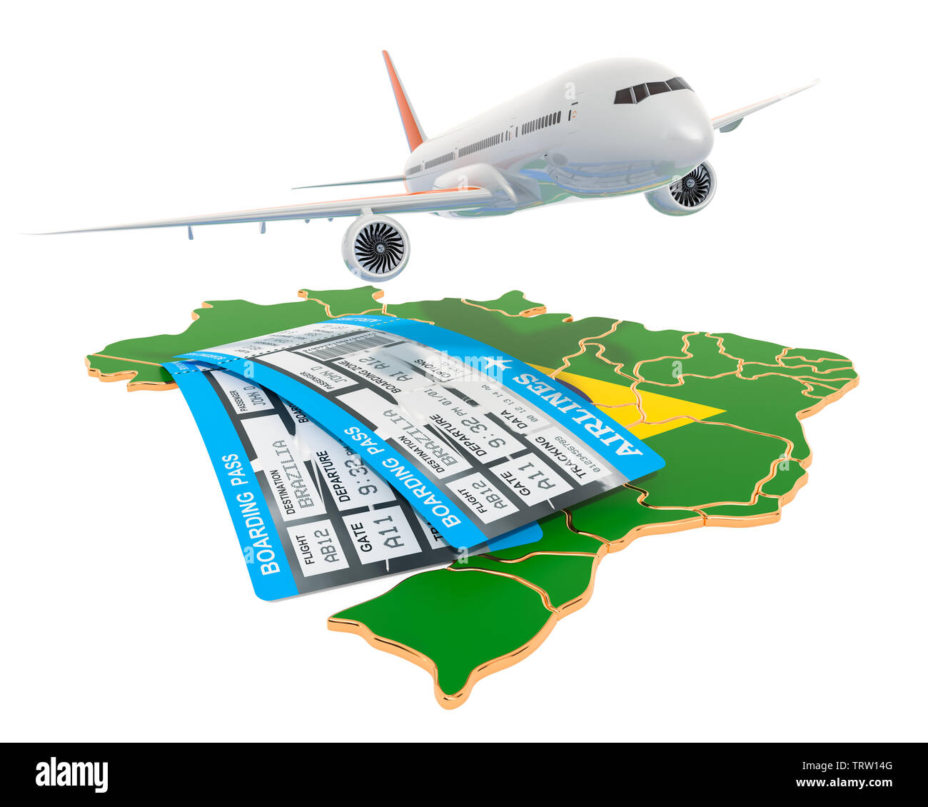 3d map illustration brazil flag Cut Out Stock Images & Pictures - Alamy