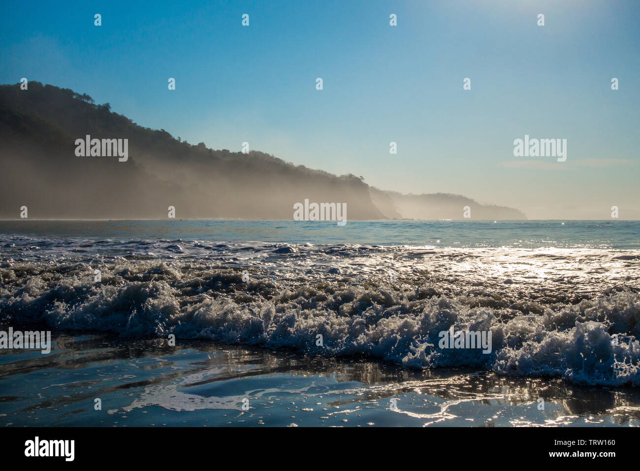 Morning Mist at the beach Playa Islita, on the Pacific coast of Costa ...