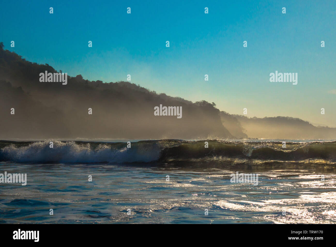 Morning Mist at the beach Playa Islita, on the Pacific coast of Costa ...