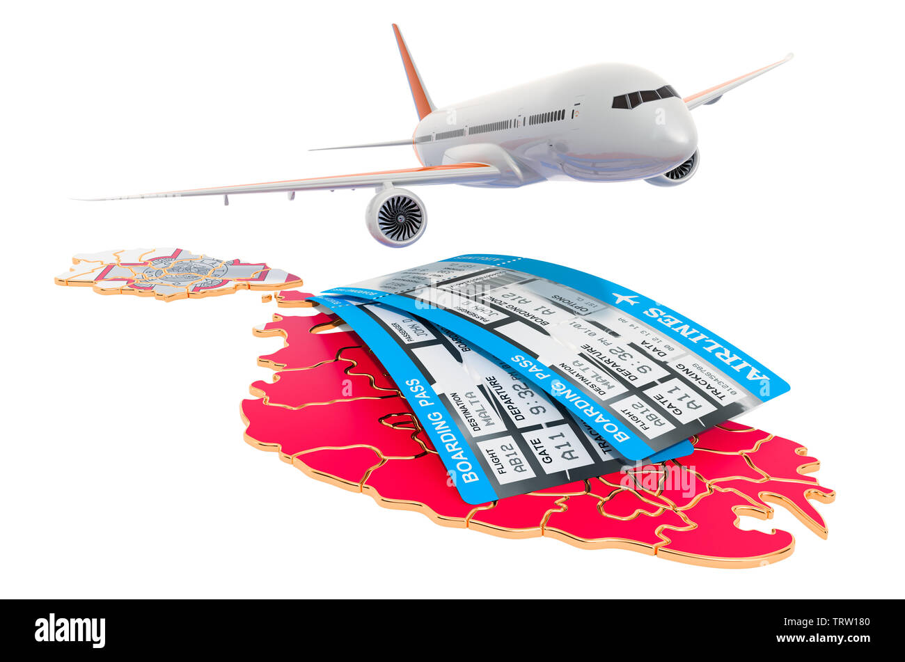 Flights to Malta concept. 3D rendering isolated on white background ...