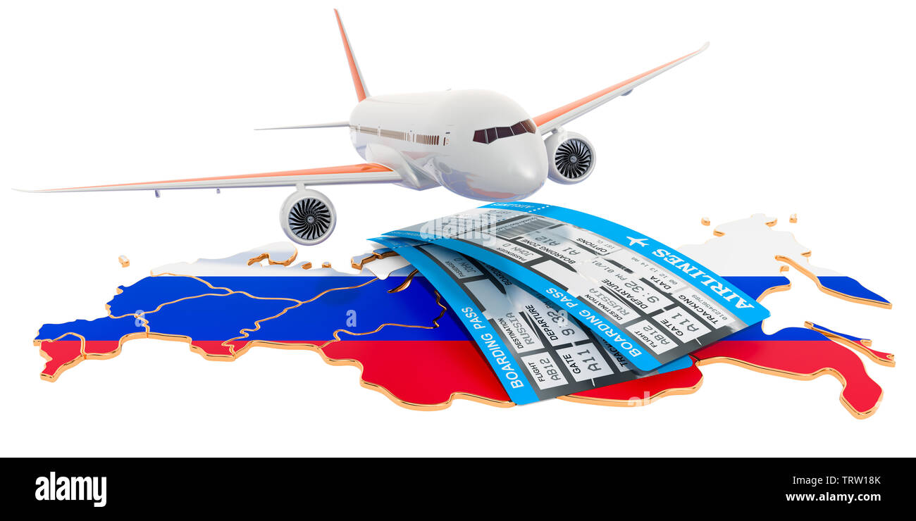 Flights to Russia concept. 3D rendering isolated on white background ...