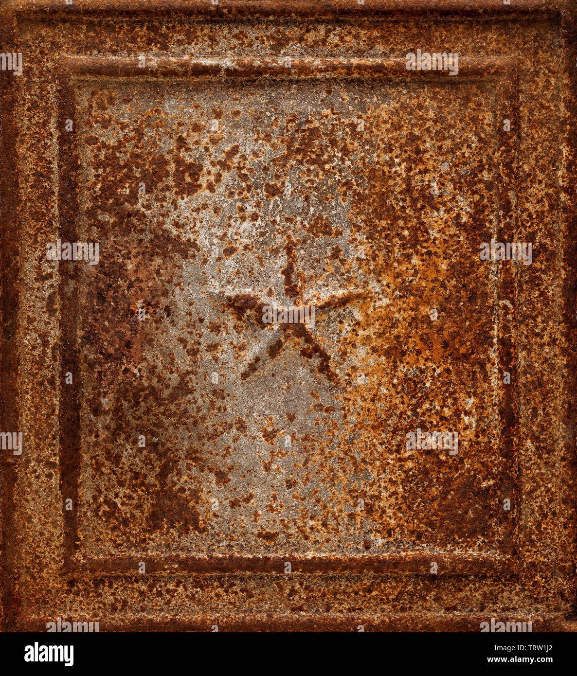 Backgrounds and textures: very old rusty cast-iron panel with star ...