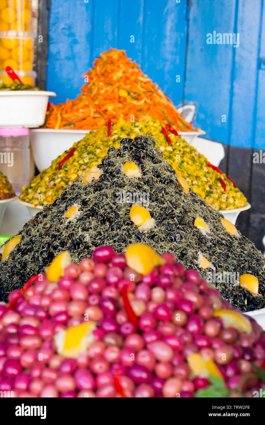 assorted olives on market in morocco Stock Photo - Alamy