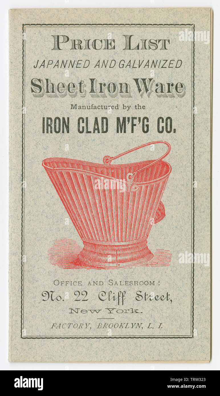 Antique 1881 price list for Japanned and Galvanized Sheet Iron Ware ...