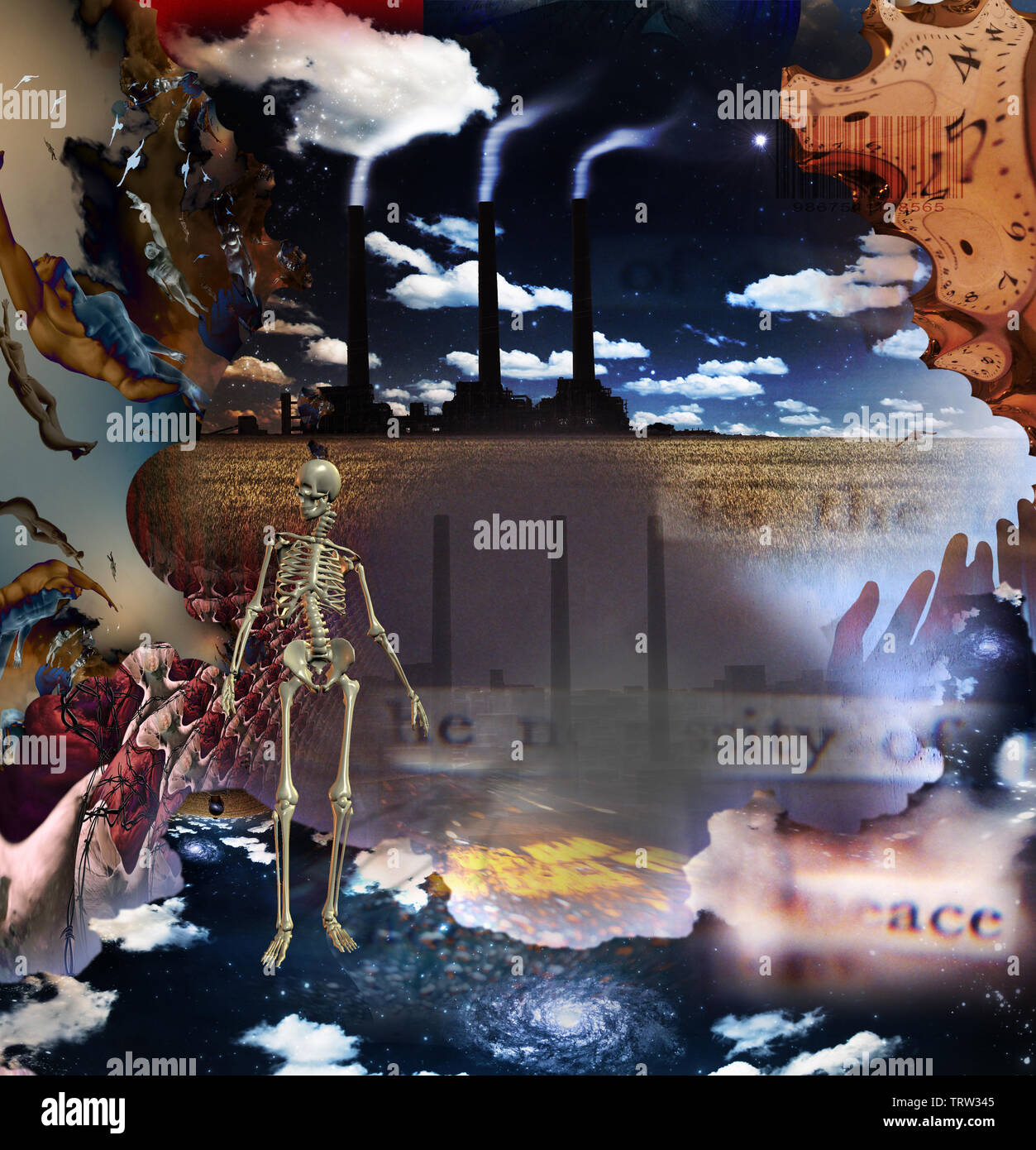 Skeletal Figure and symbolic composition Stock Photo - Alamy