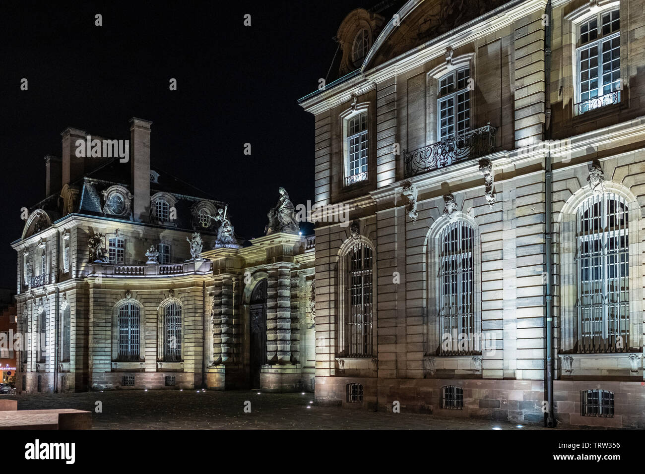 Palais Rohan, Rohan Palace at night, Strasbourg, Alsace, France, Europe ...