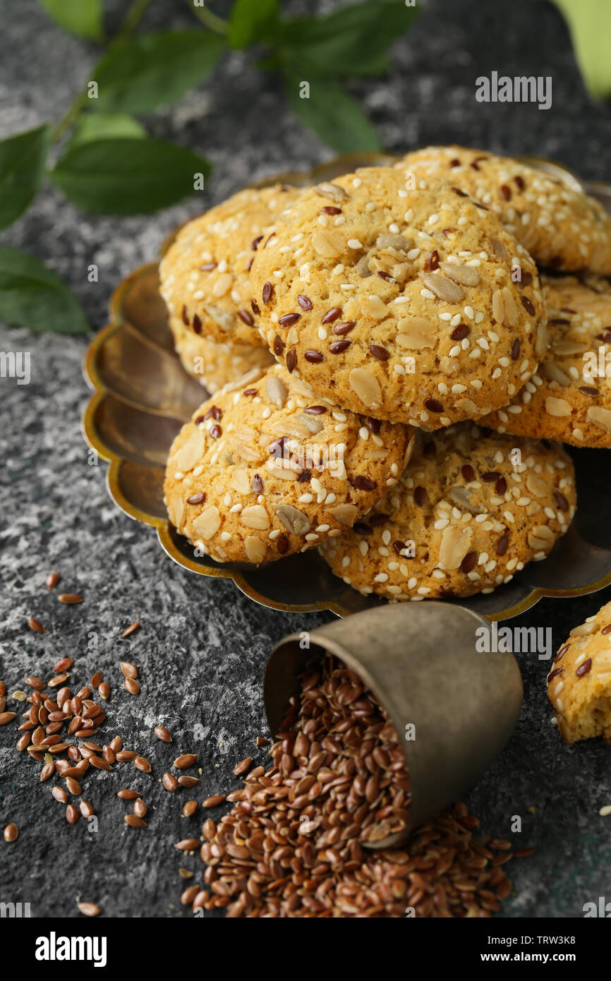 flaxseed cookies for healthy nutrition Stock Photo - Alamy