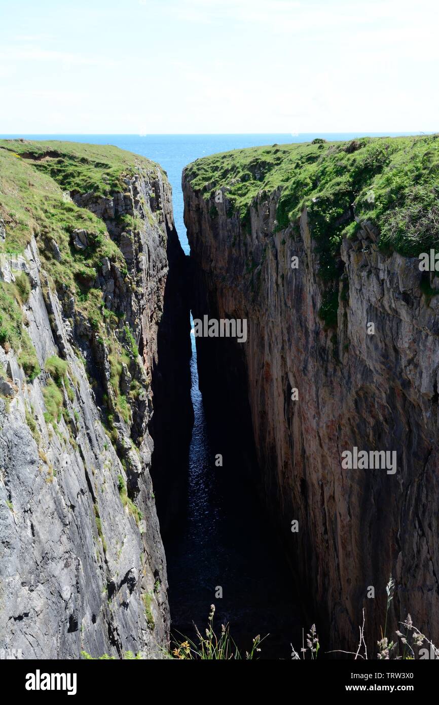 Huntsmans Leap a deep narrow chasm in the carboniferous limestone of ...