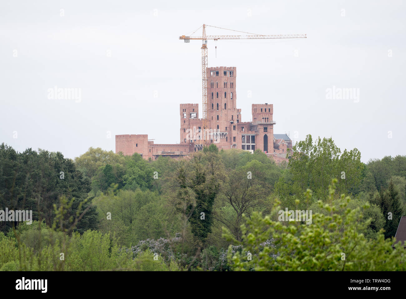 Construction site of multifunctional building castle in Stobnica ...