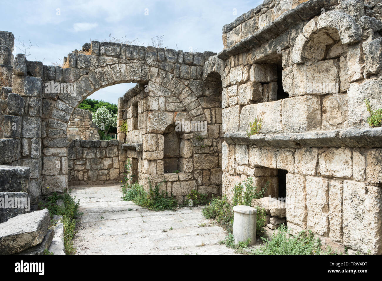 A family tomb with arch in the cemetery of Al Bass archaeological site ...