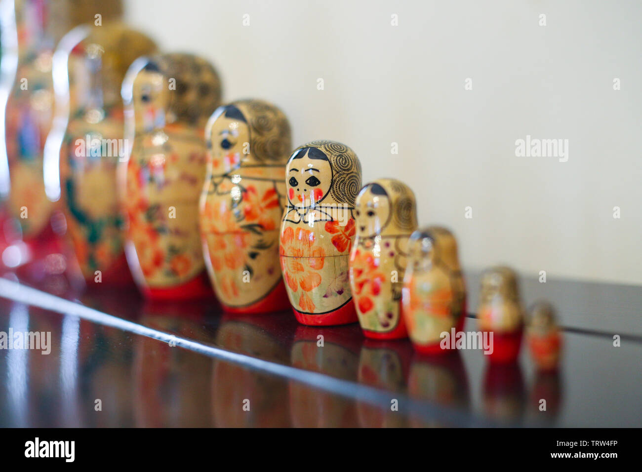 Matrioska traditional russian wooden dolls Stock Photo - Alamy