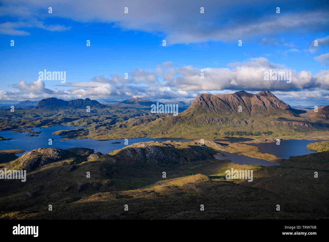 View from stac pollaidh towards cul mor and suilven hi-res stock ...