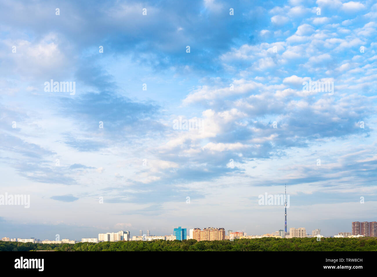 summer afternoon sky with clouds over district of Moscow city Stock ...