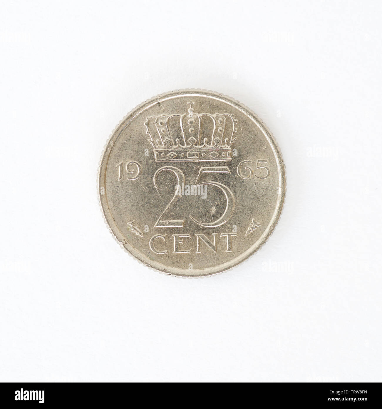 Netherlands 25 Cents - Juliana Coin - 1965 Stock Photo - Alamy