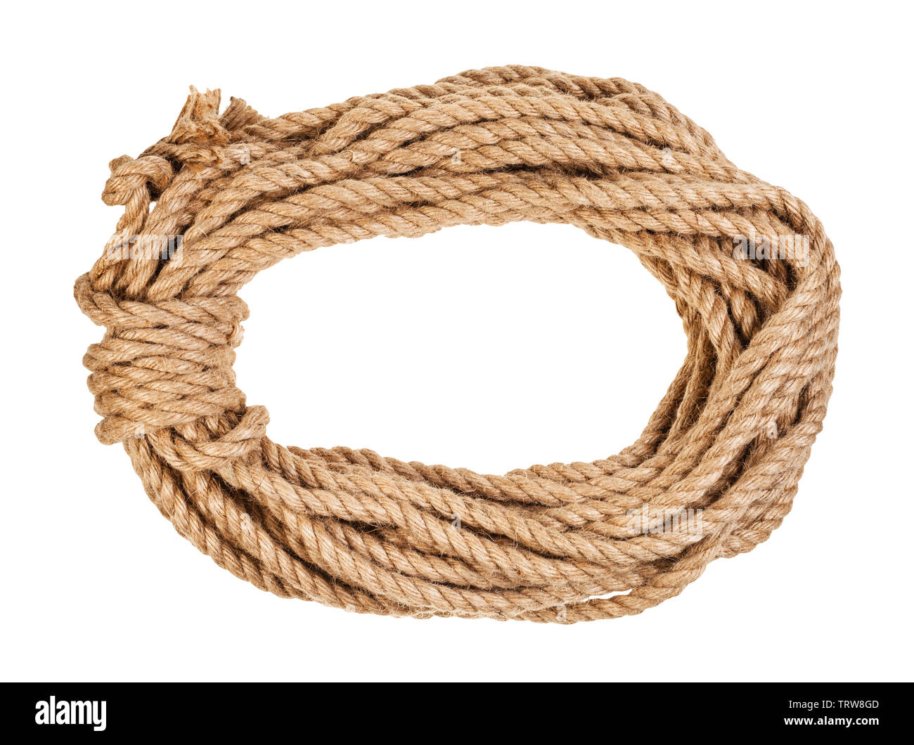 bight of natural jute rope isolated on white background Stock Photo - Alamy