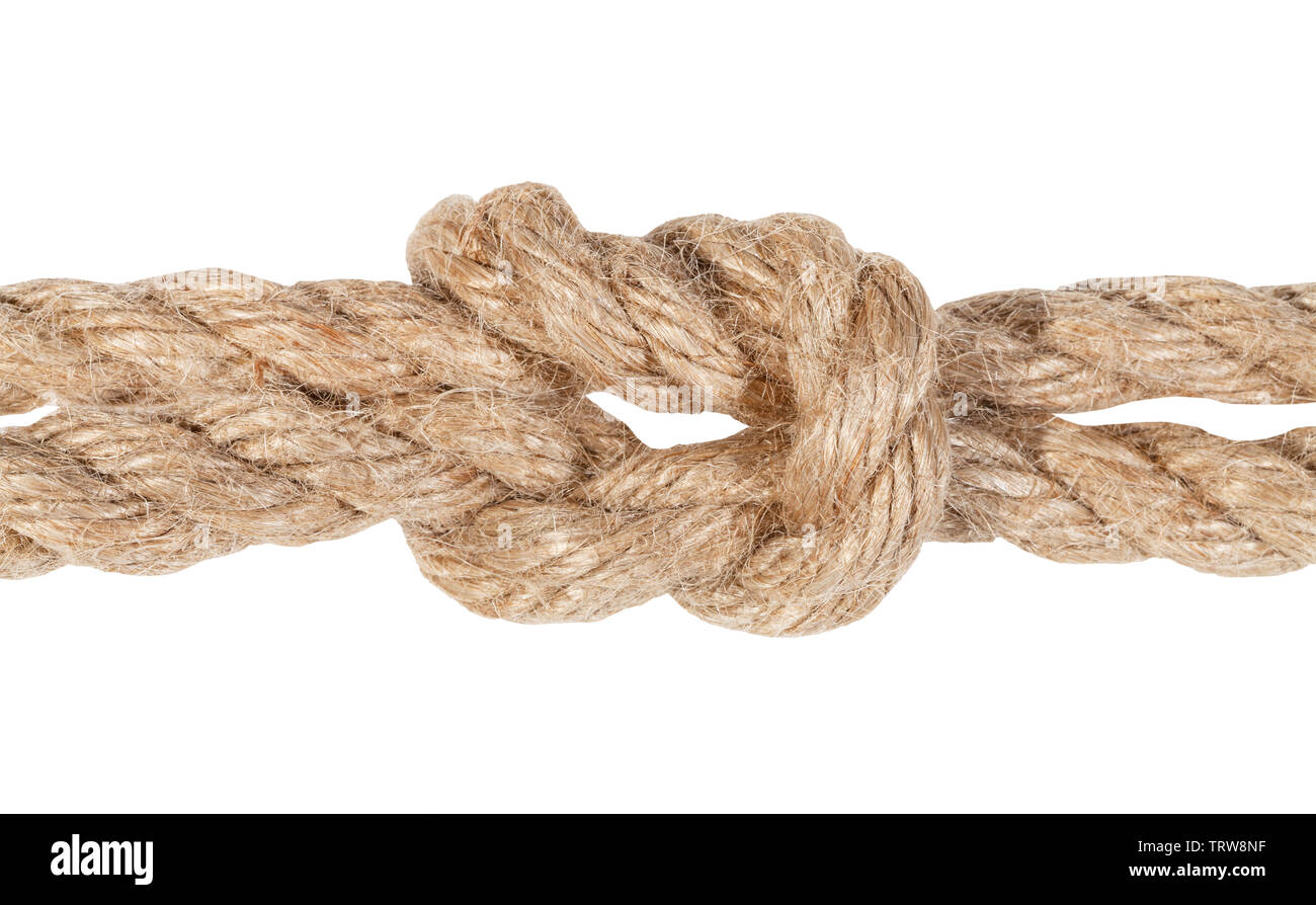 reef knot joining two ropes close up isolated on white background Stock ...