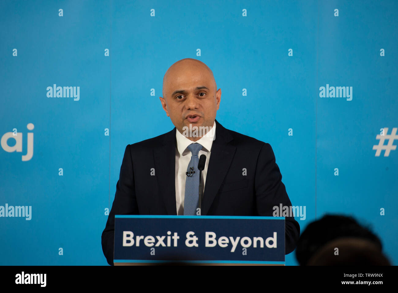 London, UK. 12th June, 2019. Home Secretary Sajid Javid launches his ...