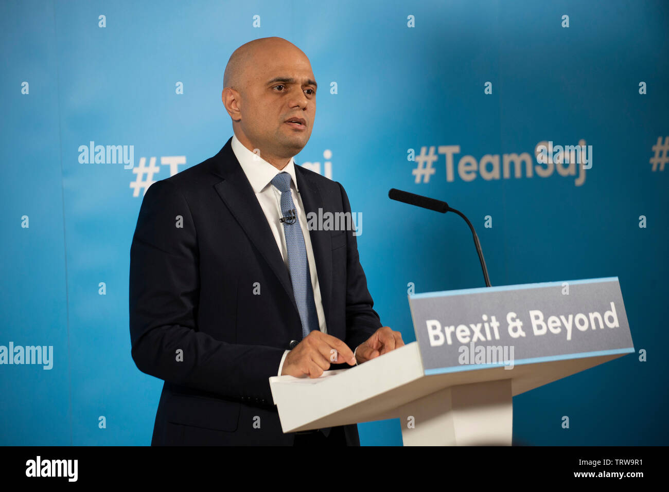London, UK. 12th June, 2019. Home Secretary Sajid Javid launches his ...