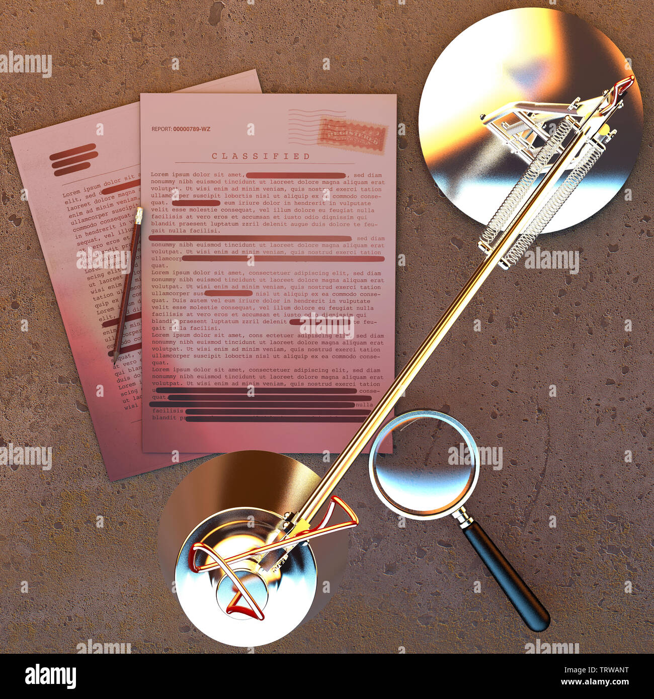 Top secret document, stamp, declassified, confidential information ...