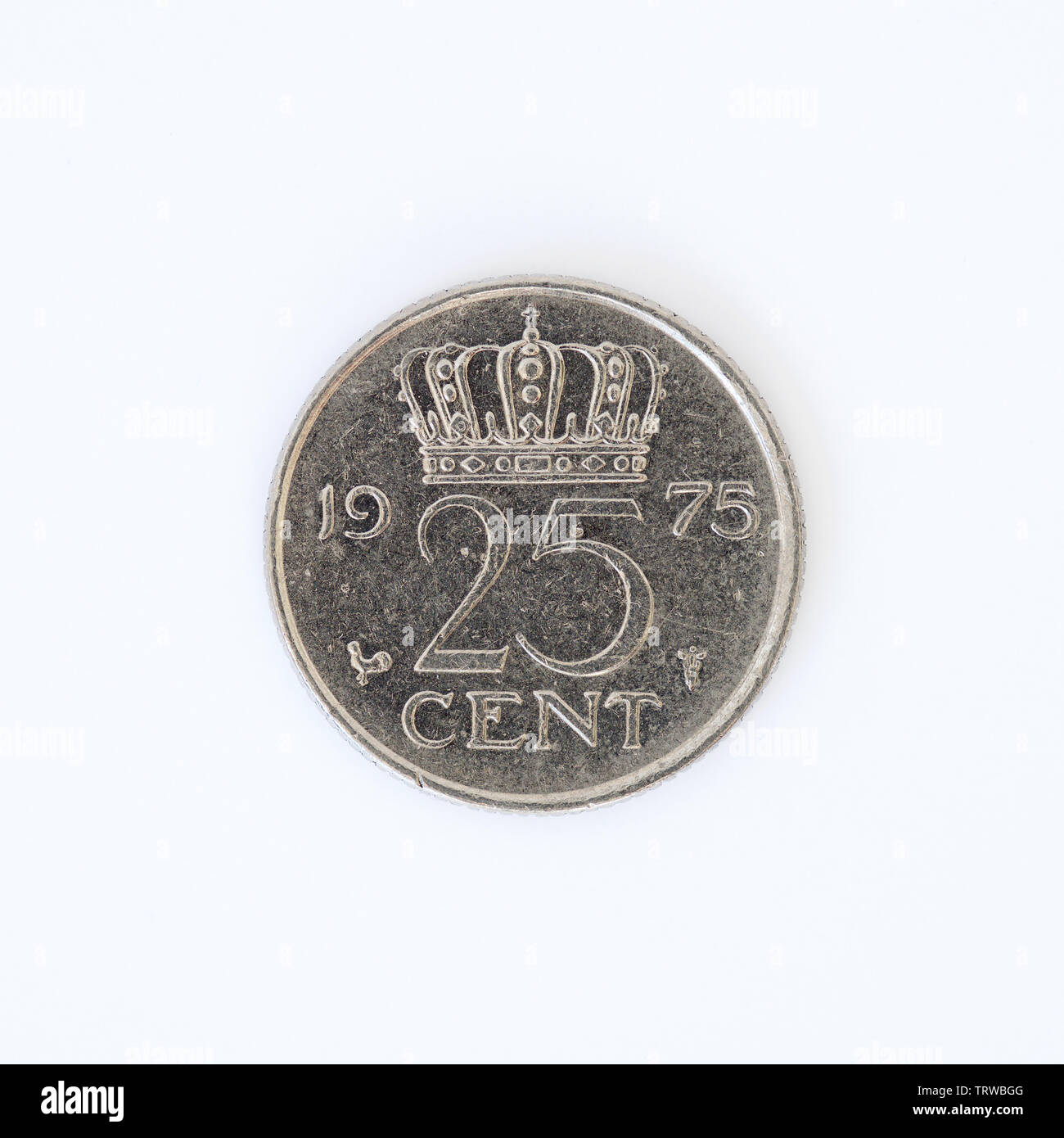Netherlands 25 Cents - Juliana Coin - 1975 Stock Photo - Alamy