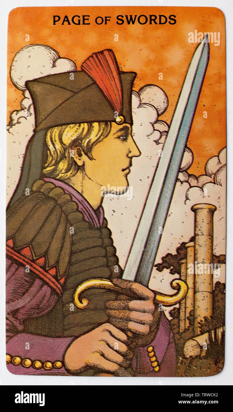 Morgan Greer Tarot Card - Page of Swords Stock Photo - Alamy