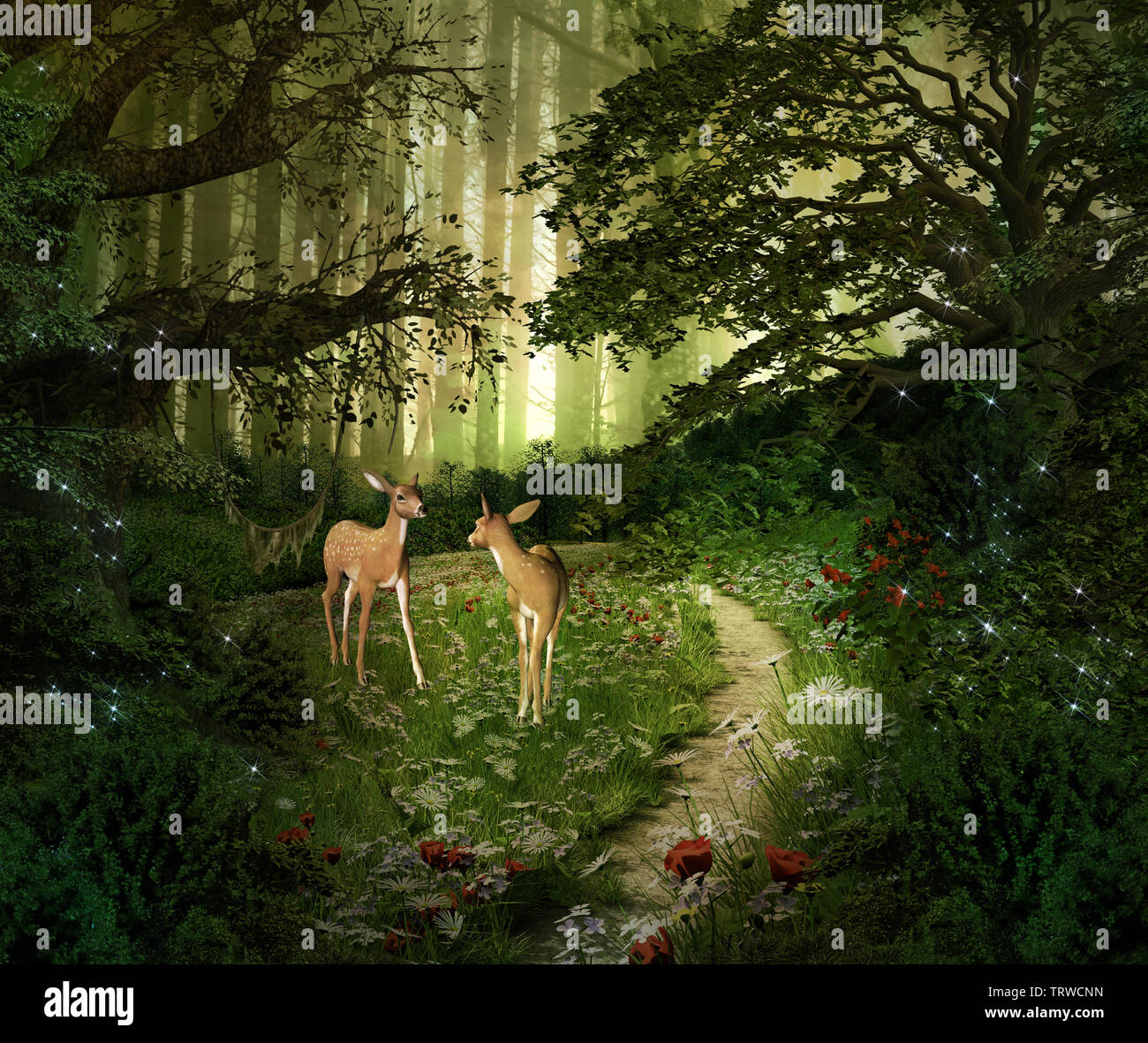 Fawns with green background hi-res stock photography and images - Alamy