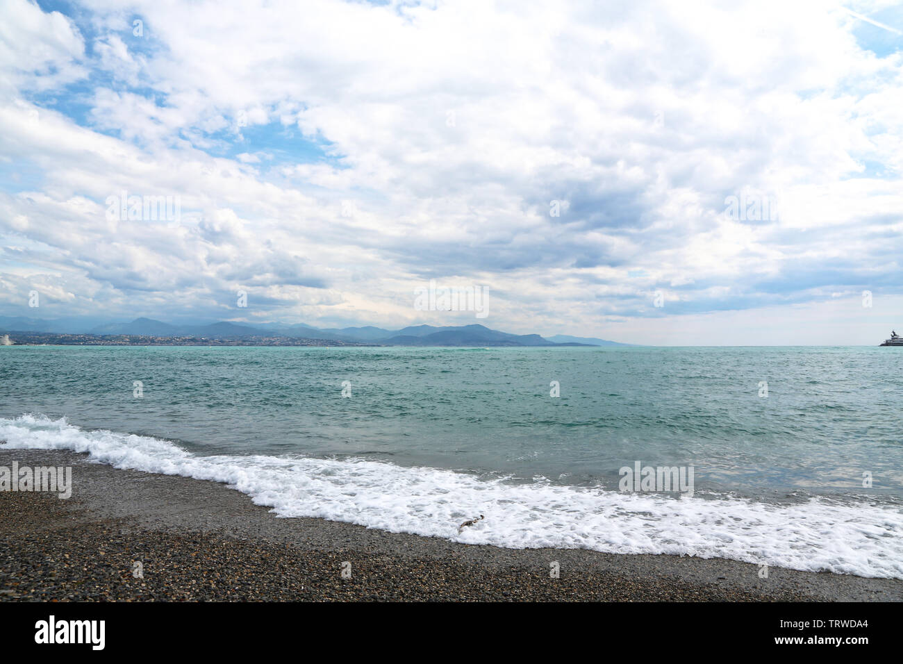 Beautiful sea and sky view by Antibes on a sunny windy summer day Stock ...