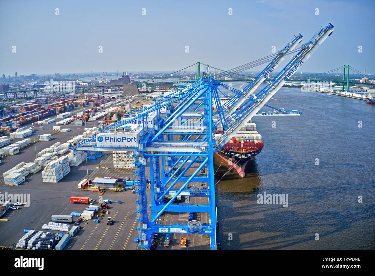 Aerial View Gantry Cranes at Port of Philadelphia Stock Photo - Alamy