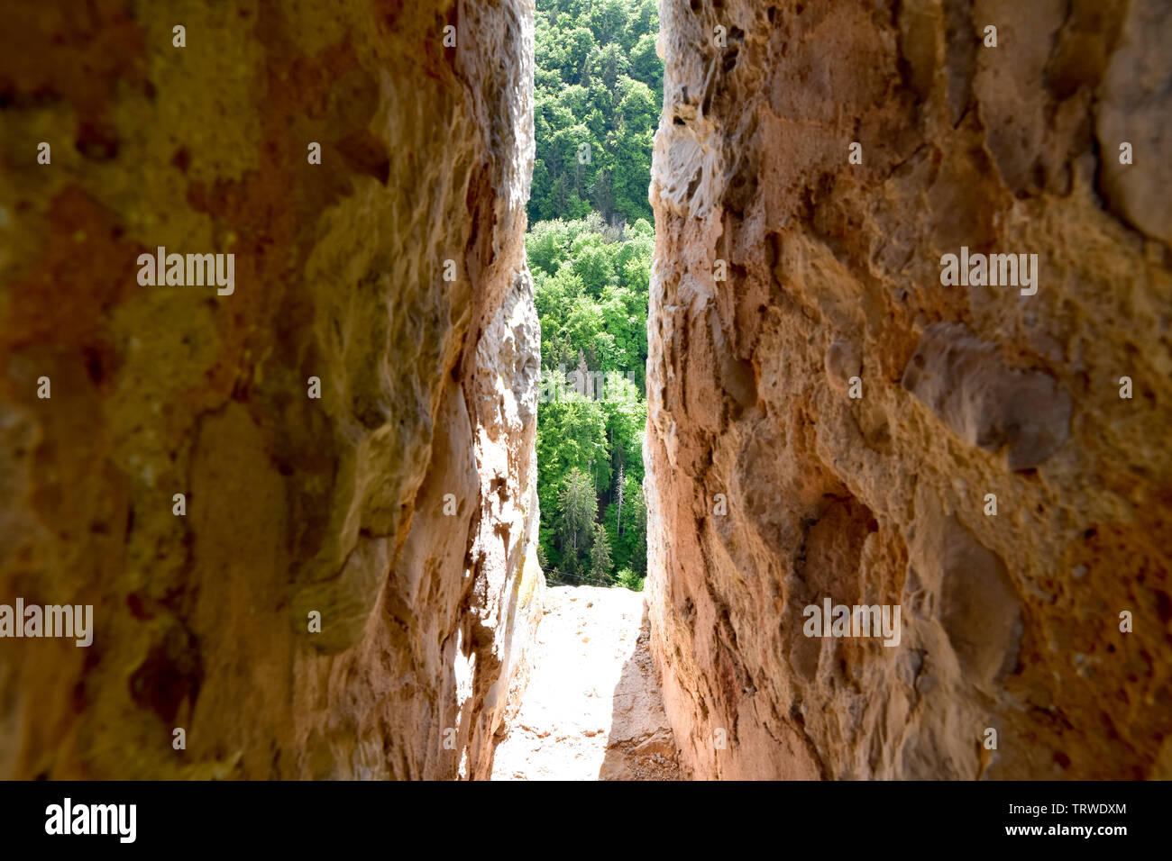 Amazing view through stone window Stock Photo - Alamy