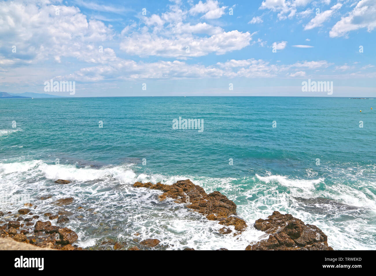 Beautiful sea and sky view by Antibes on a sunny windy summer day Stock ...