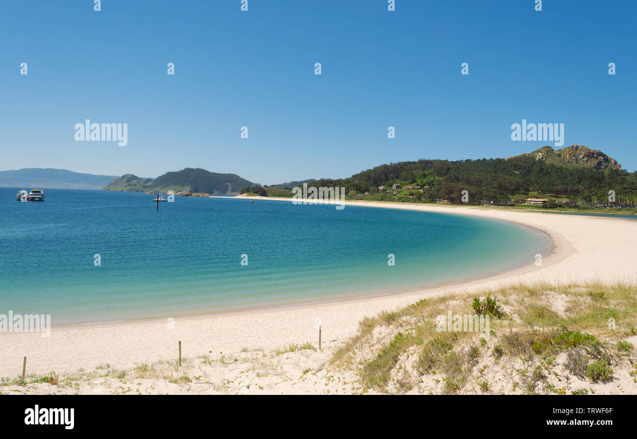 Beach landscape in the Cies Islands. Vigo, Galicia, Spain Stock Photo ...