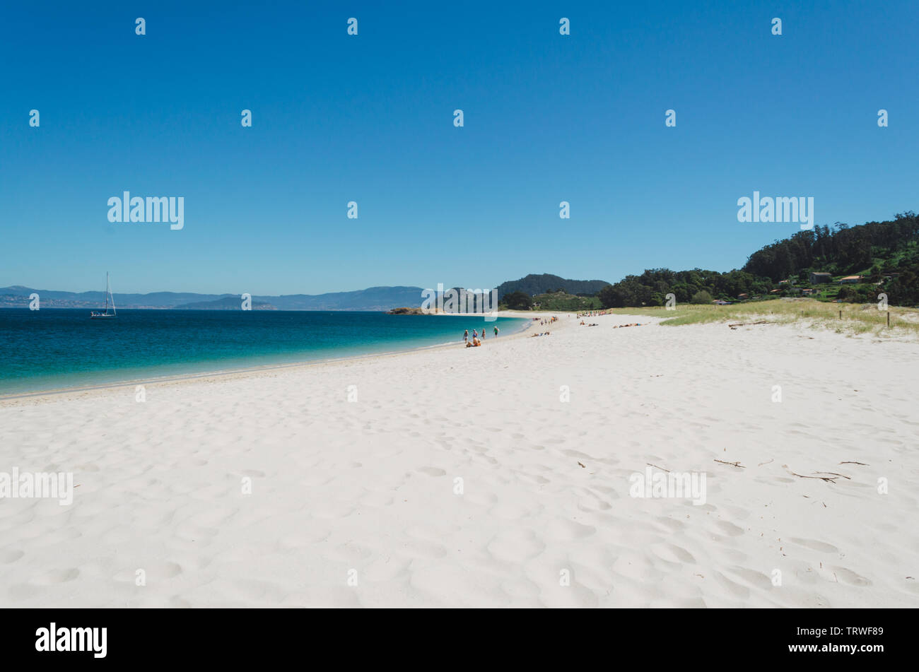 Beach landscape in the Cies Islands. Vigo, Galicia, Spain Stock Photo ...