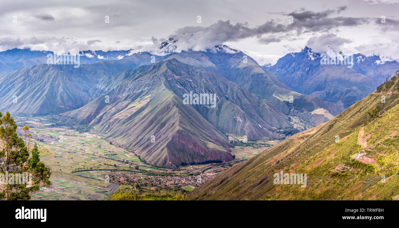 Over look Peruvian Andes mountains near Machu Picchu, Incas ruins close ...