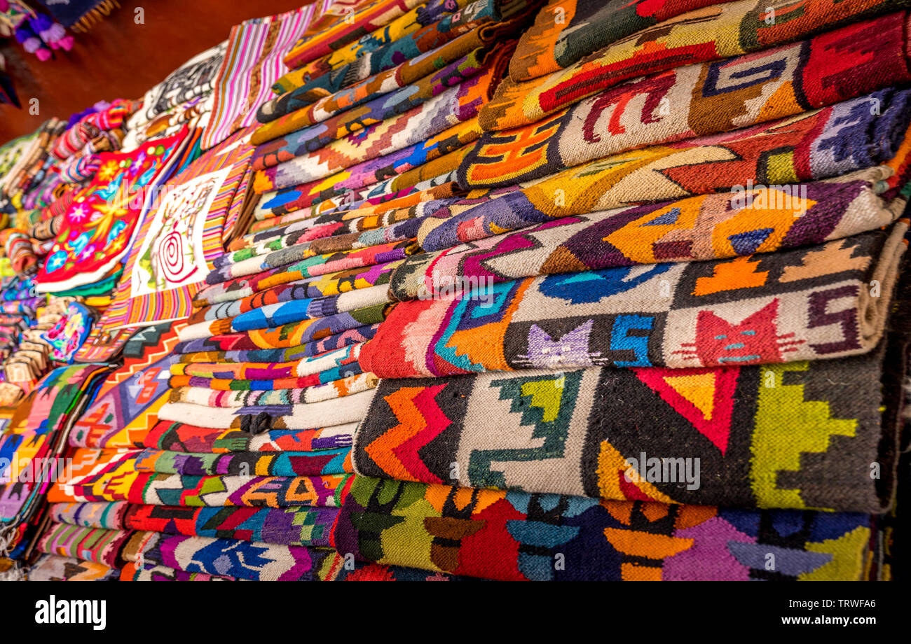 Peruvian traditional colourful native handicraft textile fabric at ...