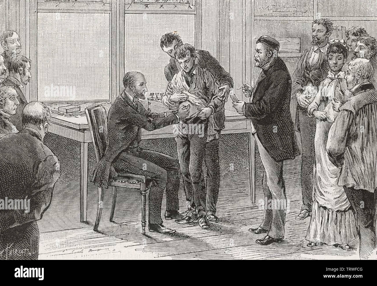 LOUIS PASTEUR (1822-1895) French biologist and chemist vaccinating a ...