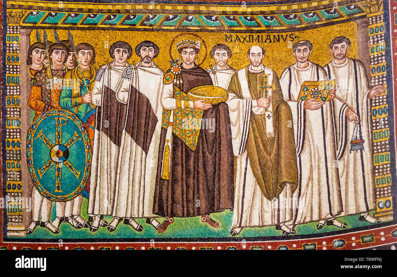 Emperor Justinian And His Attendants North Wall Of The Apse