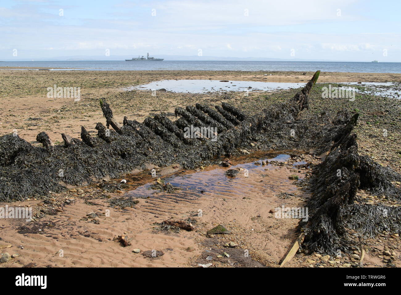 Shipwreck on the beach near Brodick, Isle of Arran, Sotland, United ...